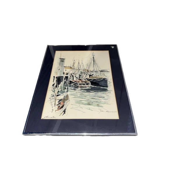Art | Vtg Gloucester New England Harbor No3 John Haymson Lithograph ...